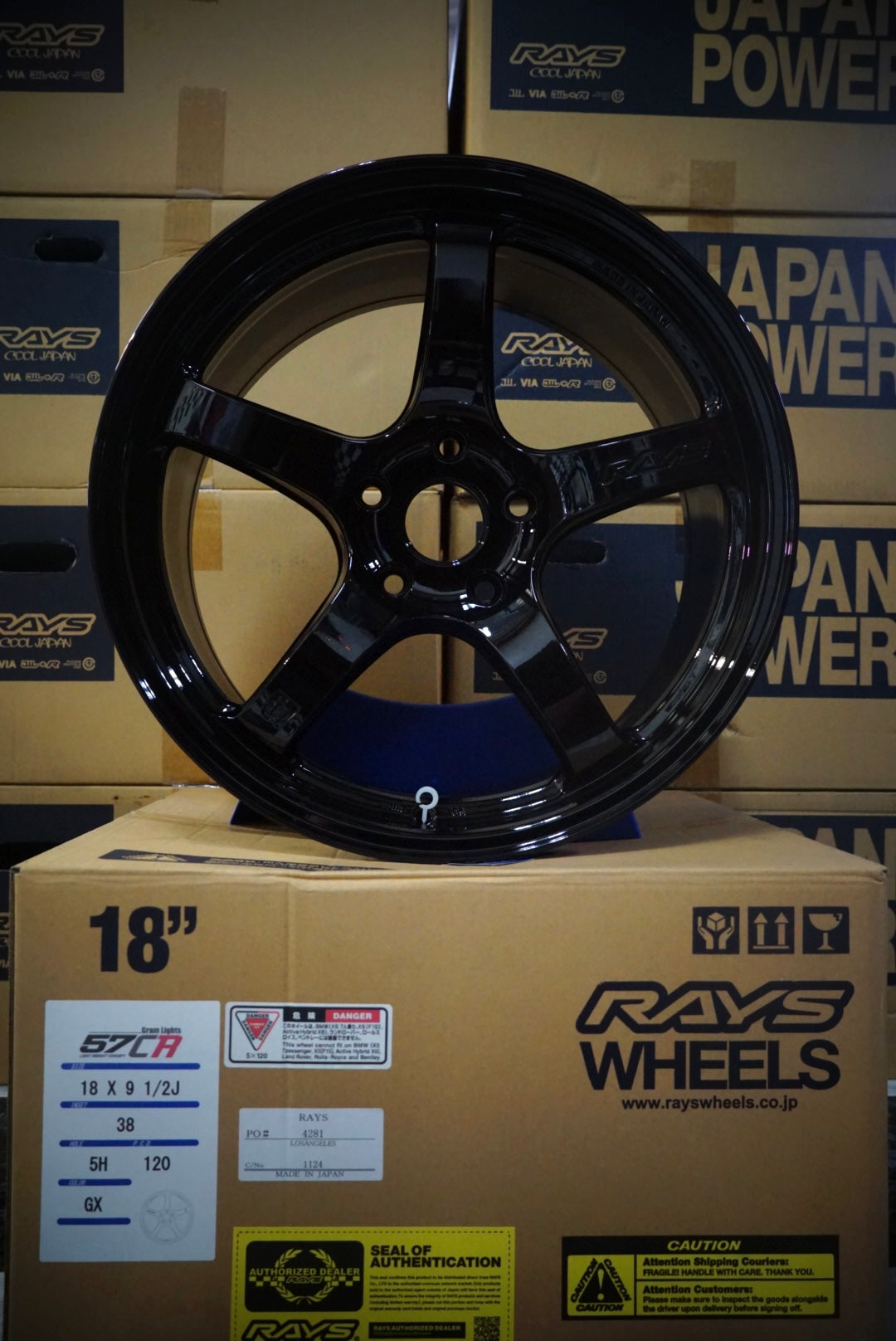 57CR Glossy Black 18x9.5 +38 5x120 (set of 4)